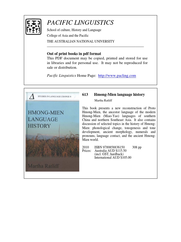 Hmong-Mien Language History | PDF | Tone (Linguistics) | Syllable