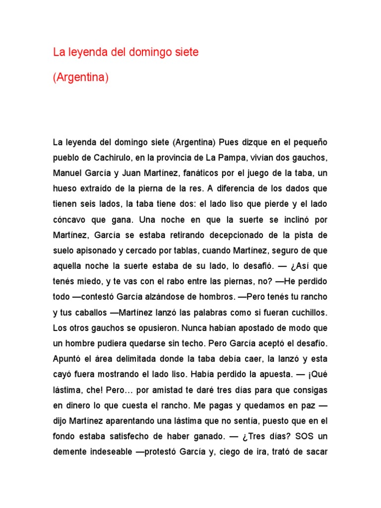 La Leyenda Del Domingo Siete | PDF