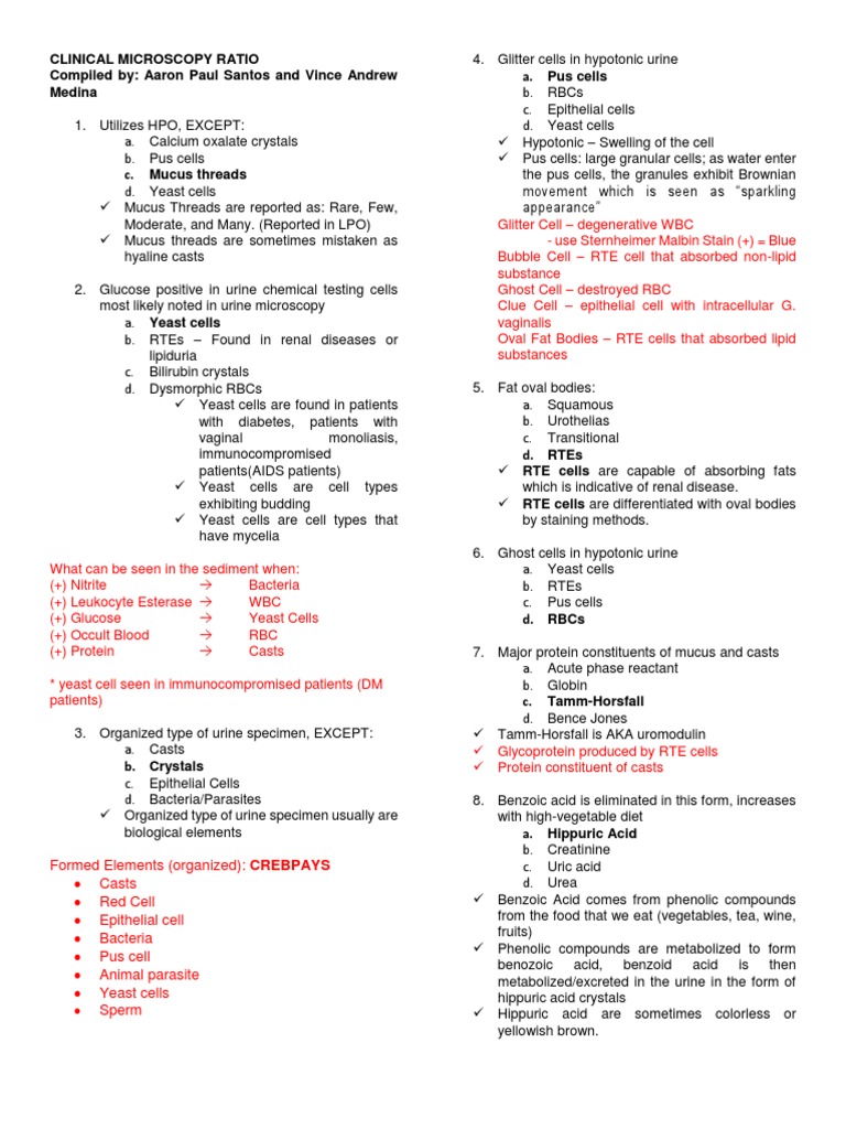 Urinary Crystals and Microscopy Analysis | PDF | Urine | Clinical Medicine