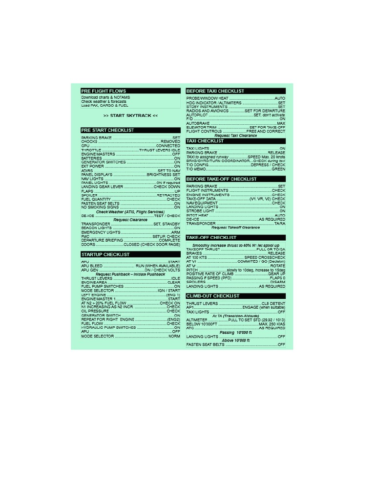 A320 Checklist For Normal Operation | PDF