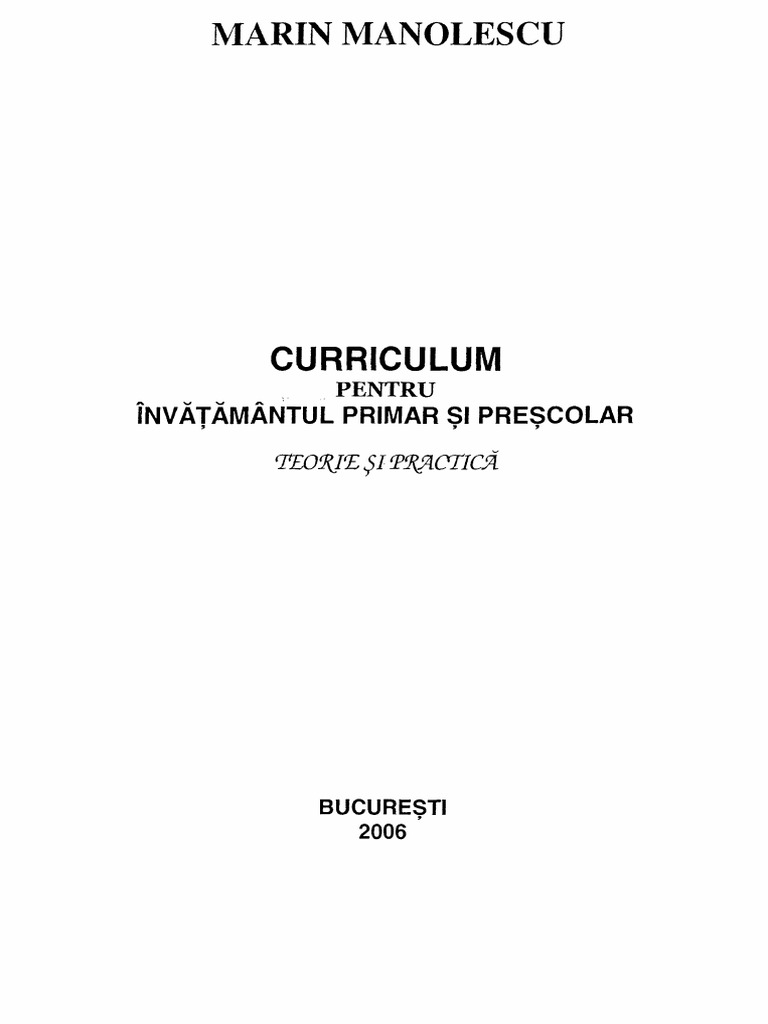 Marin Manolescu - Curriculum Pentru Inv. Primar Si Prescolar. Teorie Si practica-CREDIS (2006 ...