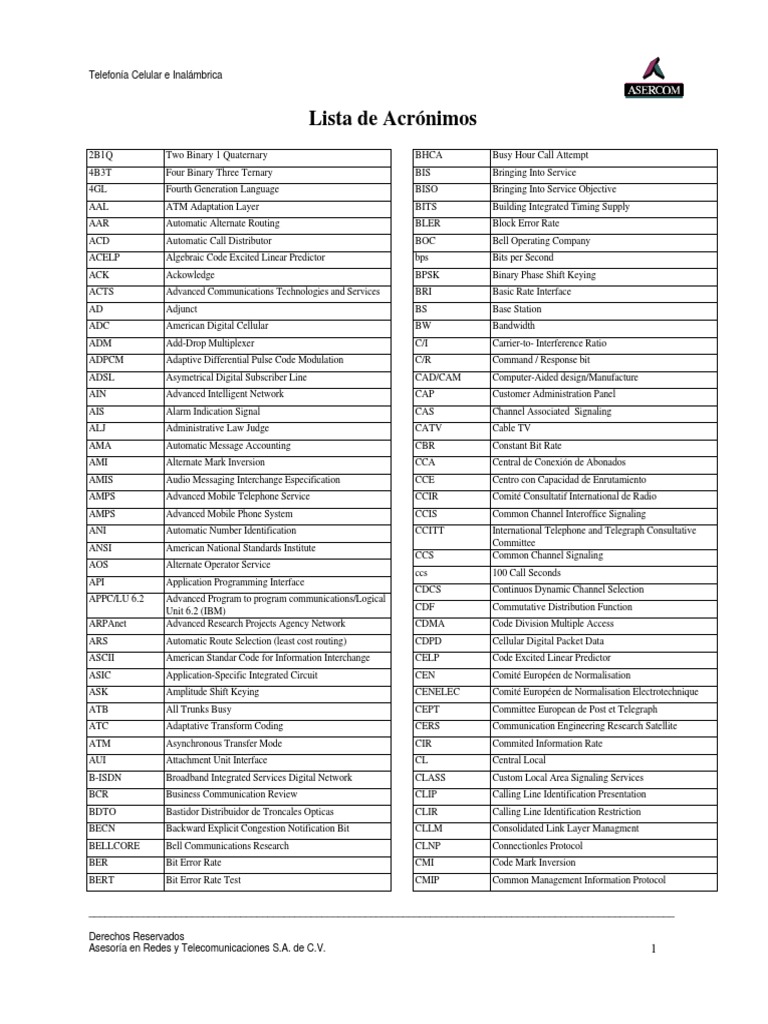 Lista de Acrónimos | Download Free PDF | Telecommunication | Computer ...