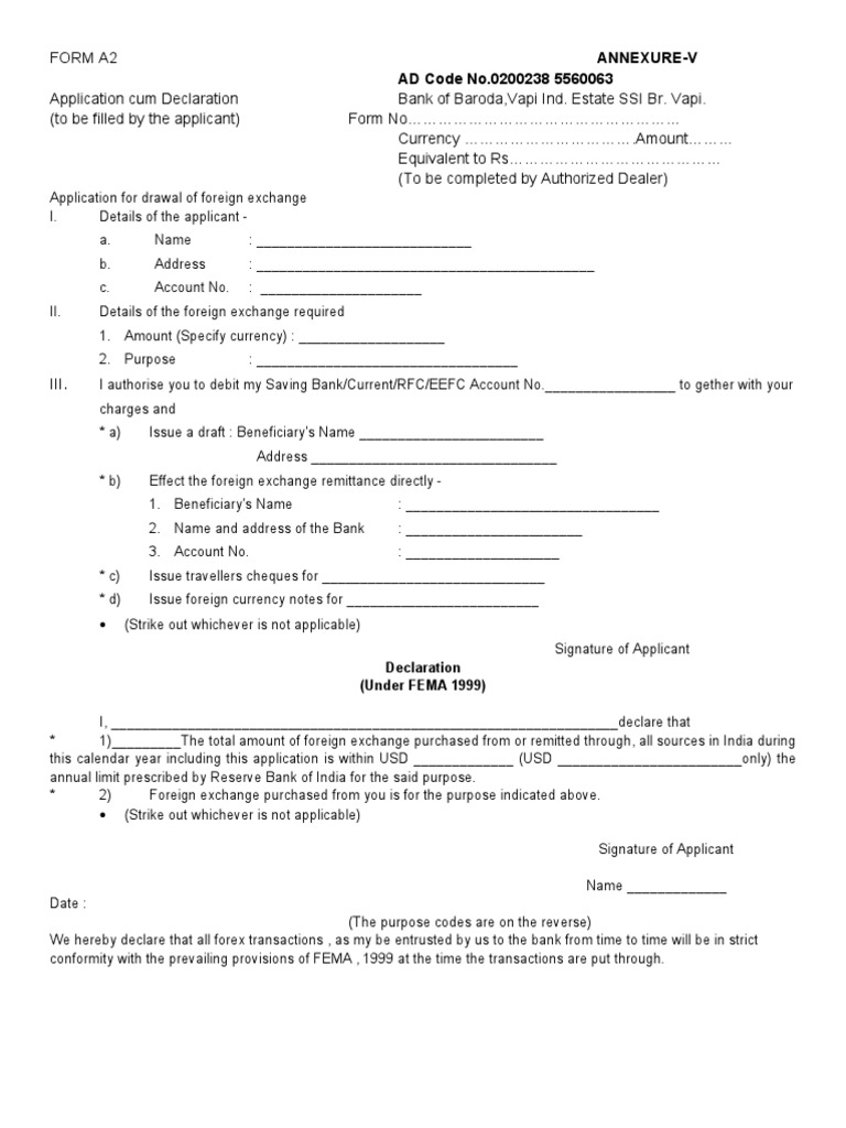 A2 Form | Download Free PDF | Foreign Exchange Market | Banks