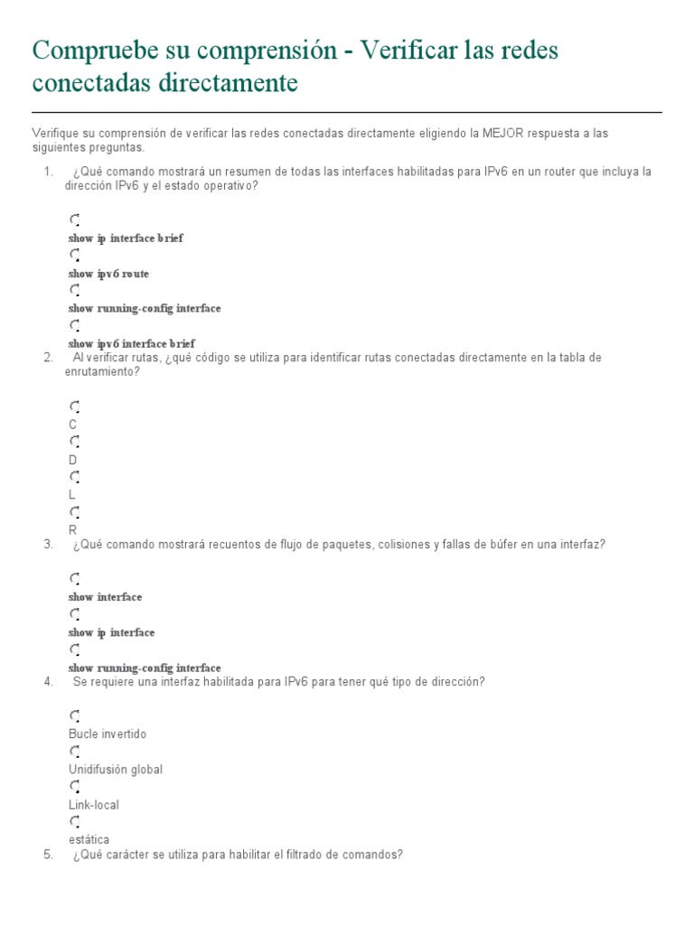 Examen Cisco Ccna2 | PDF | Yo Pv6 | Enrutador (Computación)