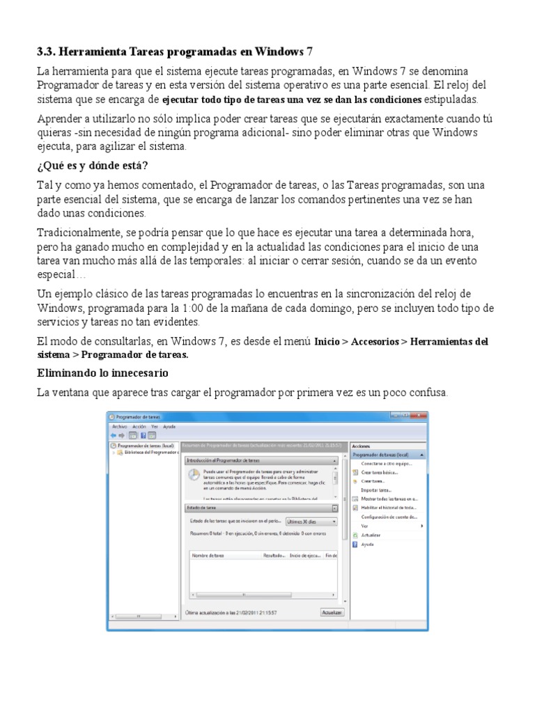 3.3. Herramienta Tareas Programadas en Windows 7 | PDF | Windows 7 | Microsoft Windows