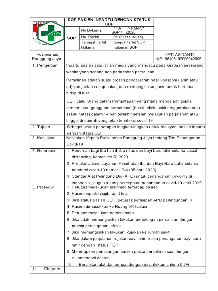 SOP ODP Bersalin | PDF