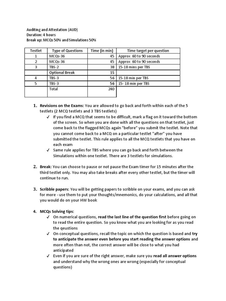 CPA Exam Tips | PDF | Multiple Choice | Question