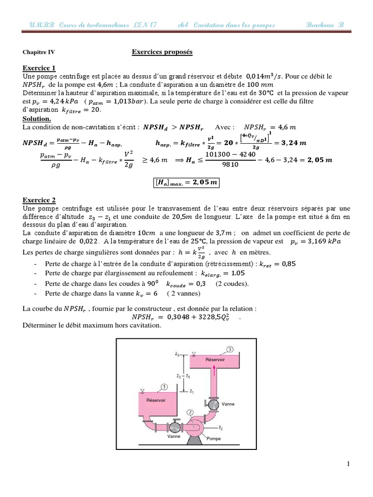 CH 4 - Solution Des Exercices | PDF | Pompe | Génie chimique