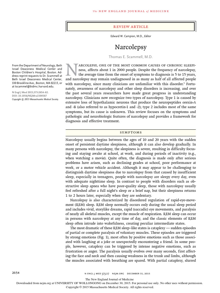 Narcolepsy | PDF | Sleep | Human Diseases And Disorders