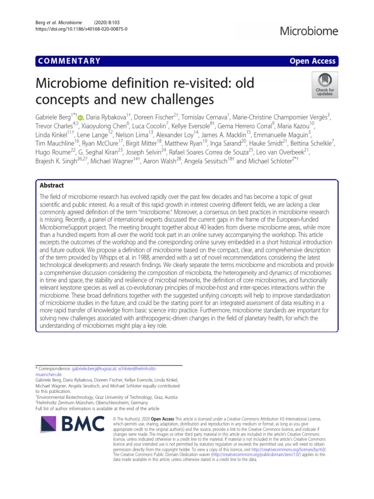 Microbiome Definition Re-Visited: Old Concepts and New Challenges | PDF ...