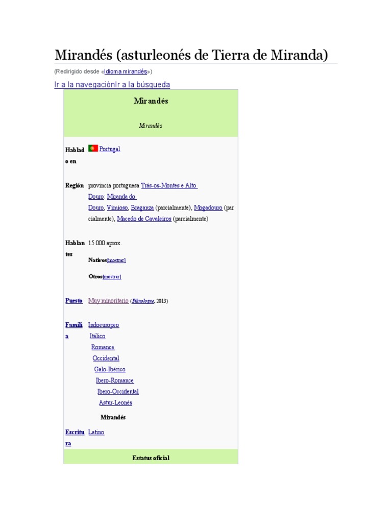 Mirandés | PDF | Asimilacion cultural | Familias de idiomas