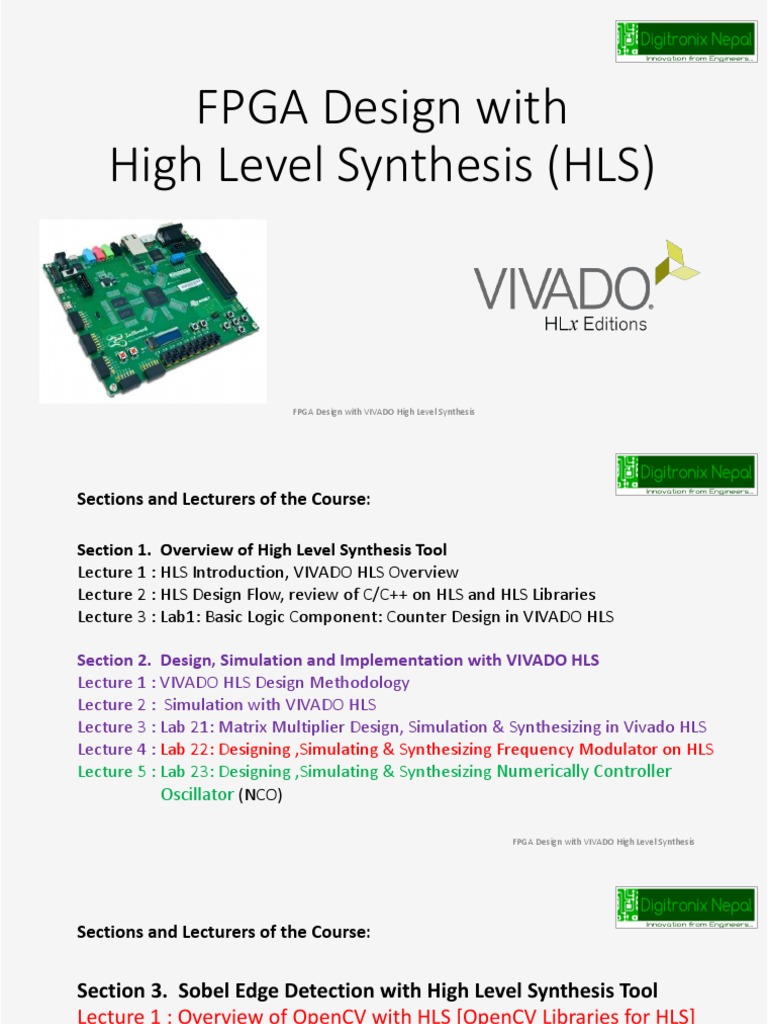 FPGA Design With High Level Synthesis Course | PDF | Computer Programming | Electrical Engineering