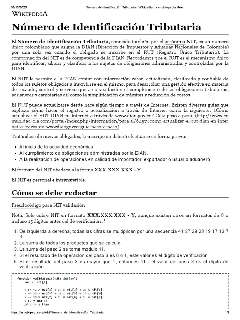 Número de Identificación Tributaria - Wikipedia, La Enciclopedia Libre ...