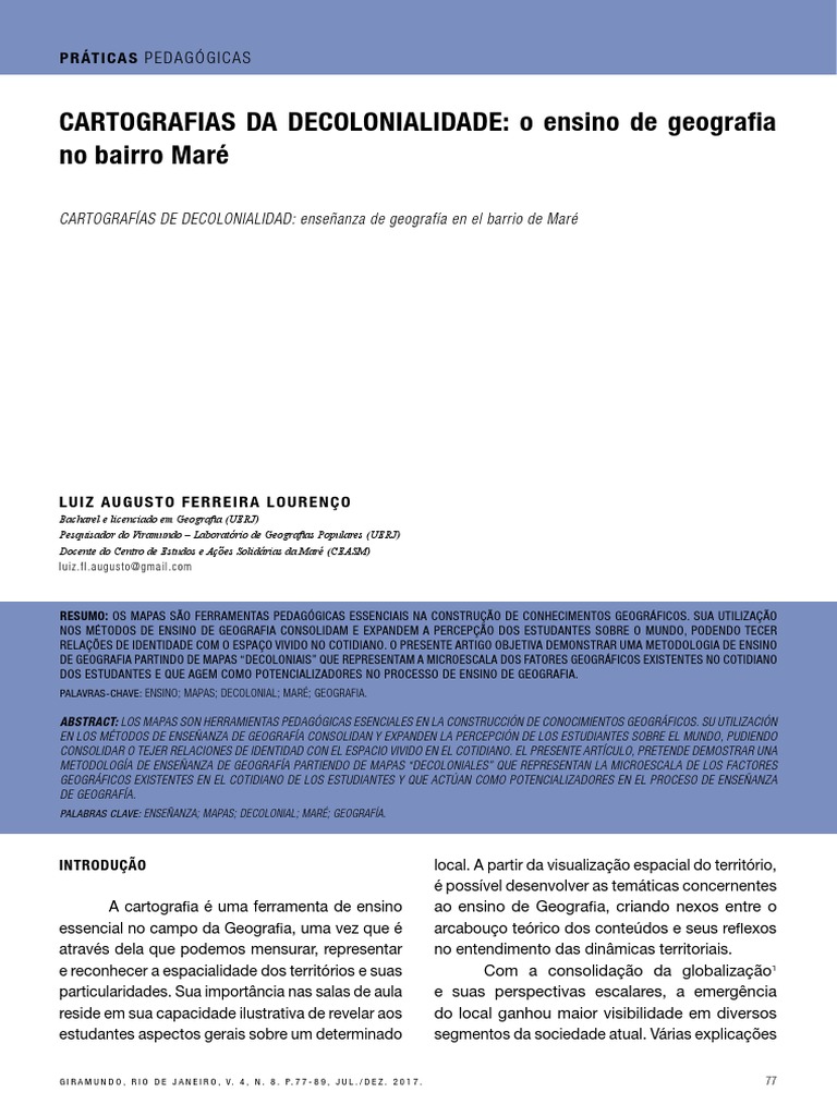 CARTOGRAFIAS DA DECOLONIALIDADE o Ensino de Geografia PDF | PDF ...