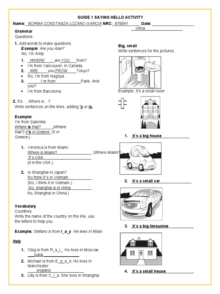 ACTIVITY 1 SAYING HELLO Norma | PDF