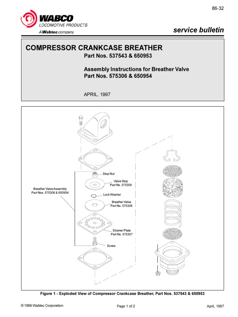 Compressor Crankcase Breather: Service Bulletin | PDF | Nut (Hardware ...