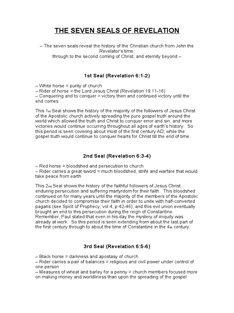 The Seven Seals of Revelation | PDF | Christian Church | Pope