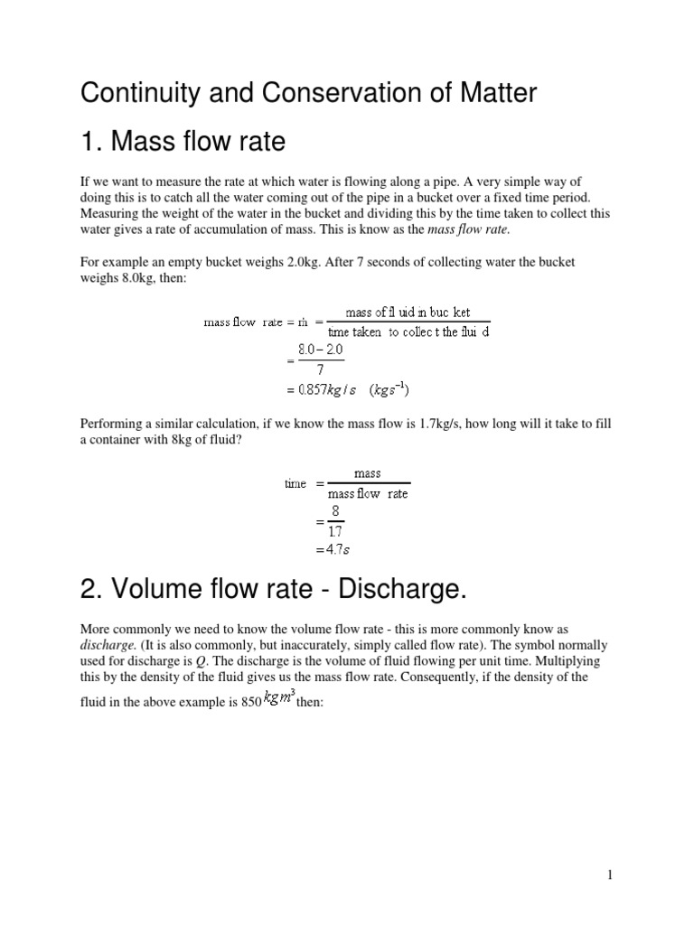 Continuity and Conservation of Matter | PDF | Fluid Dynamics | Density