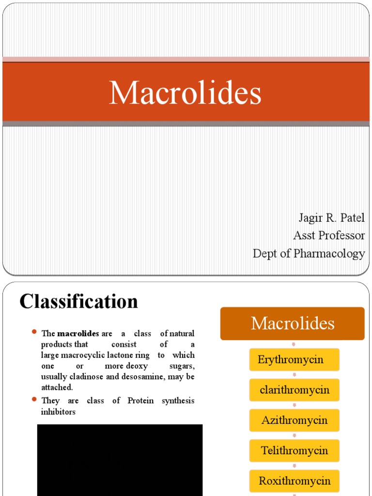 Macrolides: Jagir R. Patel Asst Professor Dept of Pharmacology | PDF ...