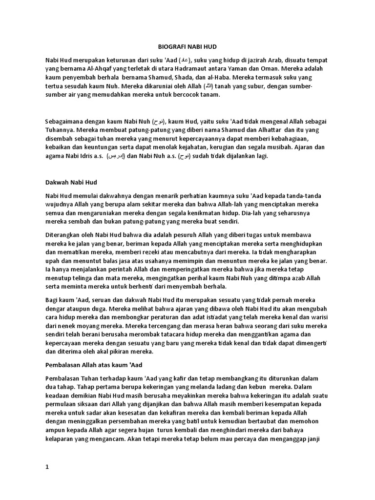 Biografi Nabi Hud | PDF