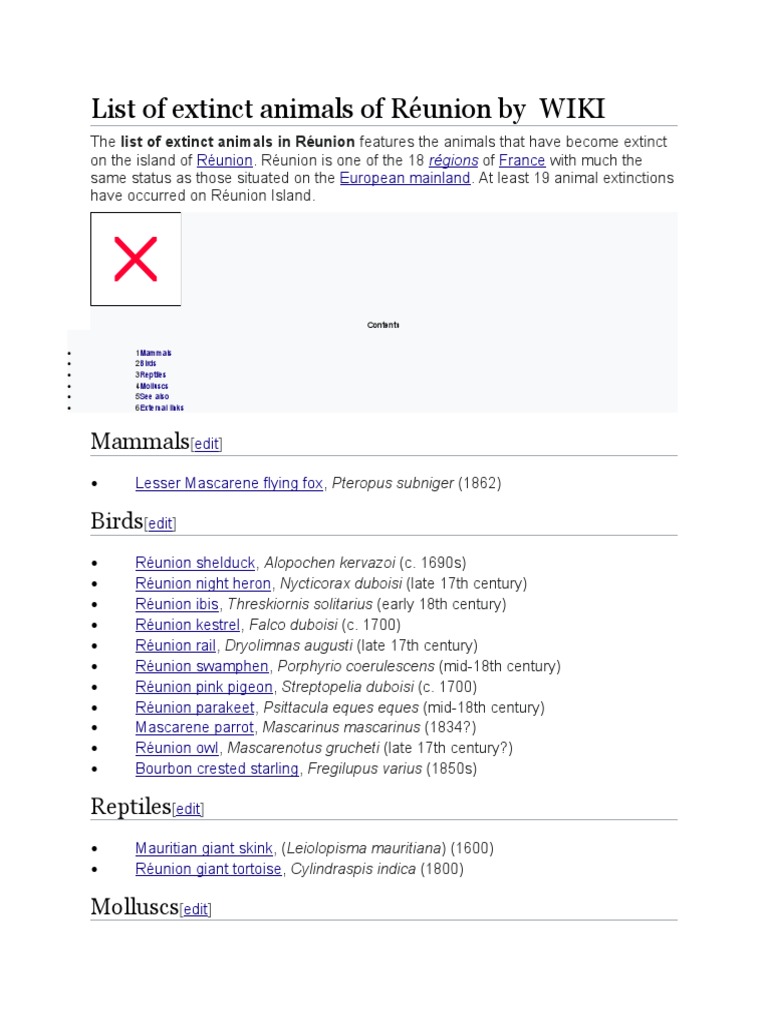 Extinct Animals of Réunion List | PDF | Social Science