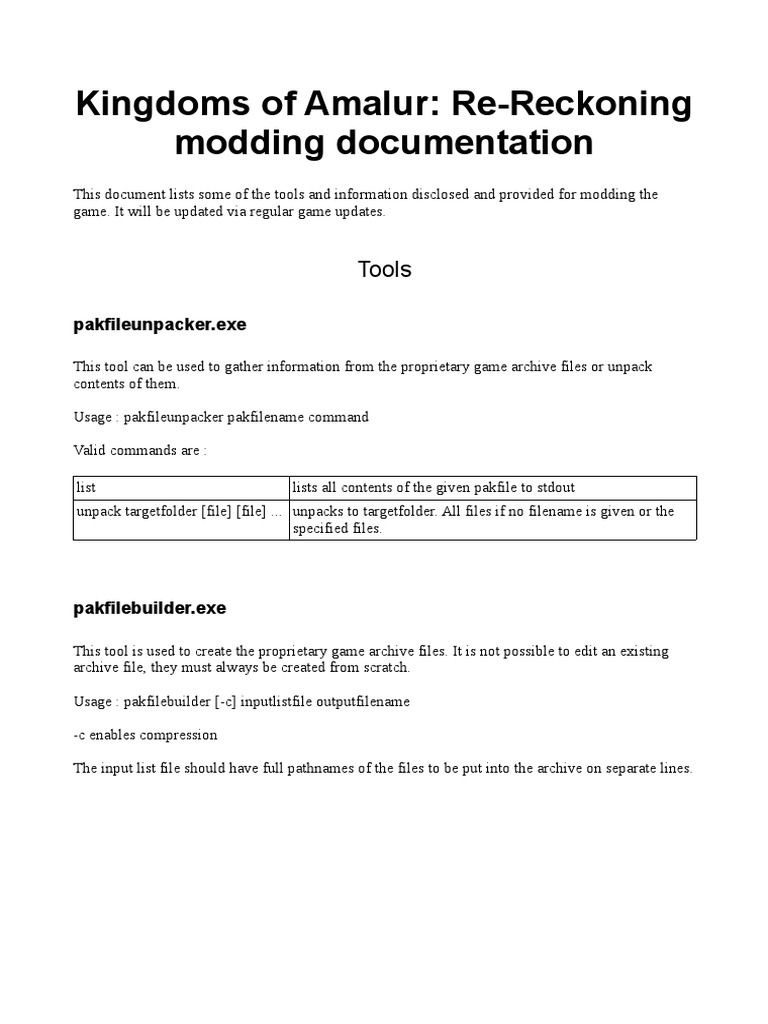 Kingdoms of Amalur: Re-Reckoning Modding Documentation: Tools | PDF