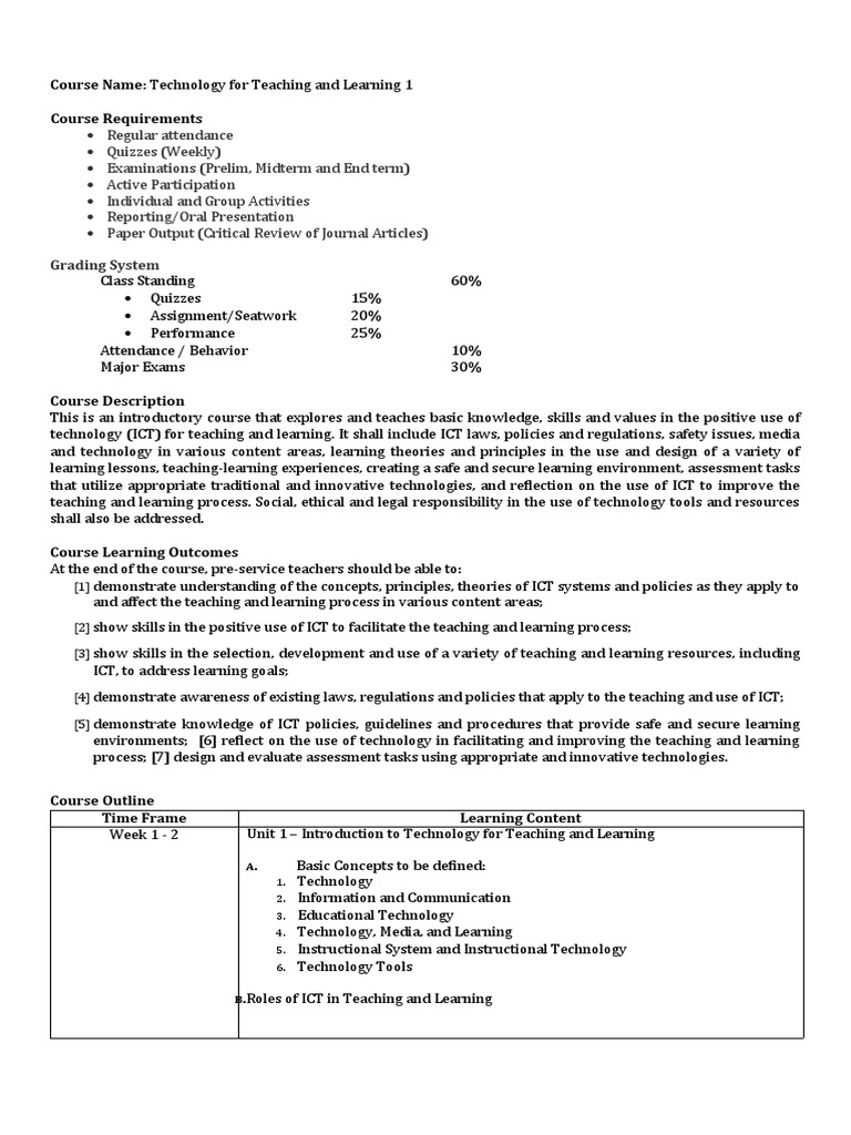 Technology For Teaching and Learning | PDF | Educational Technology ...