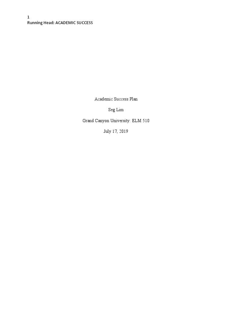 Academic Success Plan | PDF | Classroom Management | Teachers