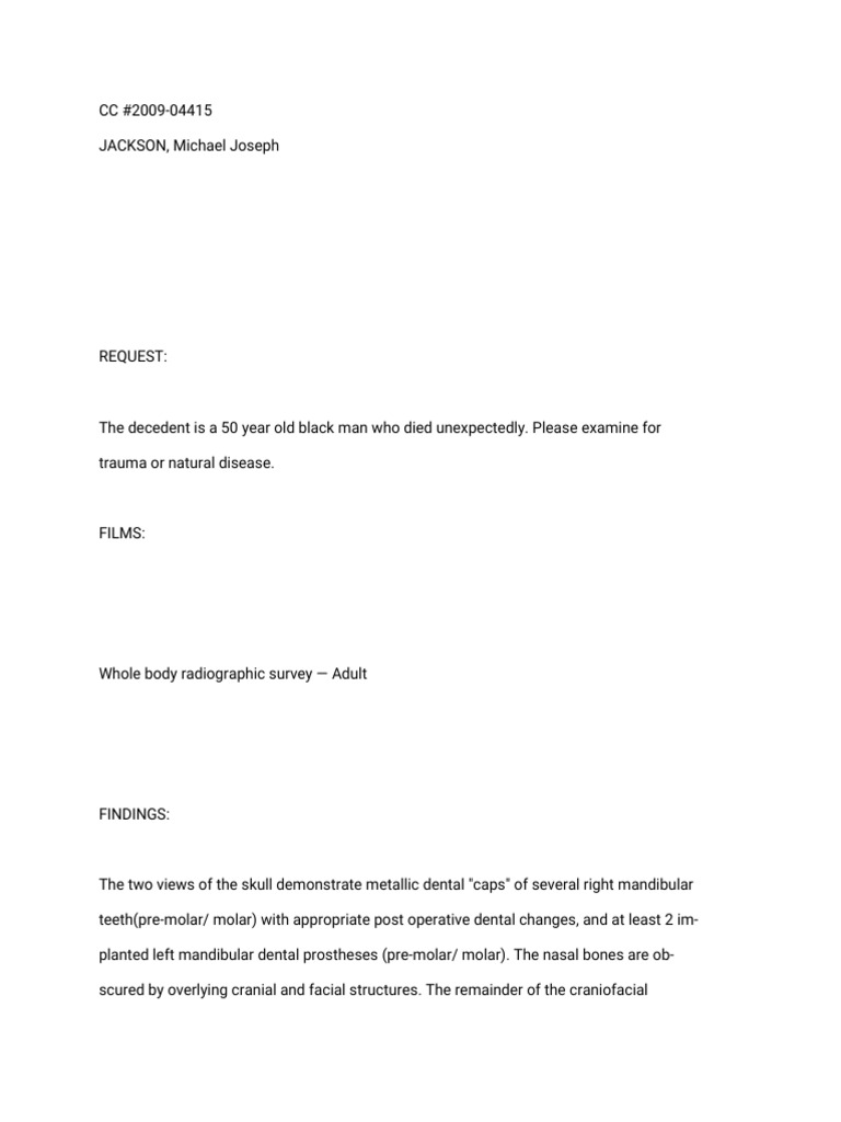 Michael Jackson Full Autopsy 2 | PDF | Autopsy | Forensic Science