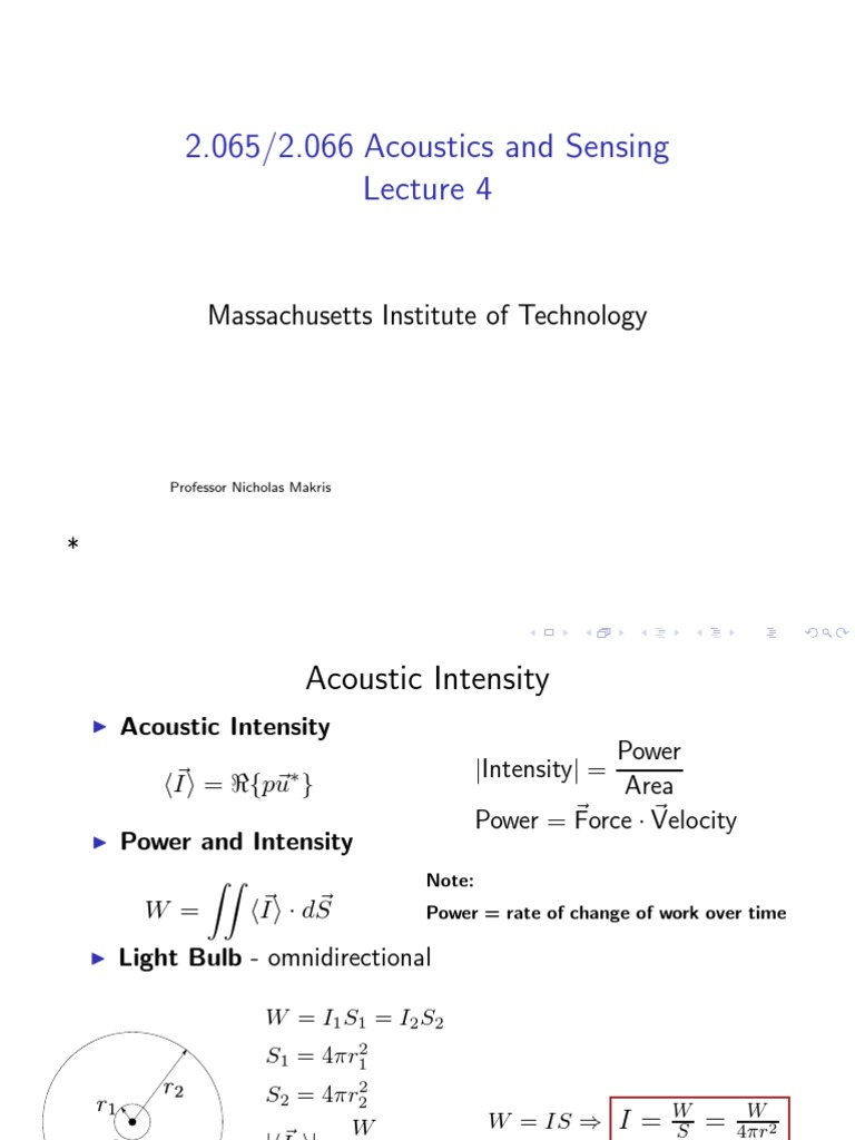 2.065/2.066 Acoustics and Sensing: Massachusetts Institute of ...