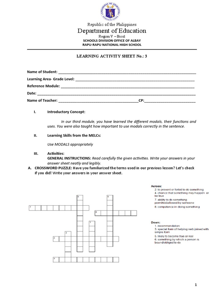LEARNING ACTIVITY SHEET Module3 | PDF | Behavior Modification | Cognition