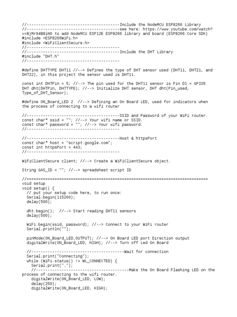 NodeMCU ESP12E ESP8266 Google Spreadsheet | PDF | Software Engineering ...
