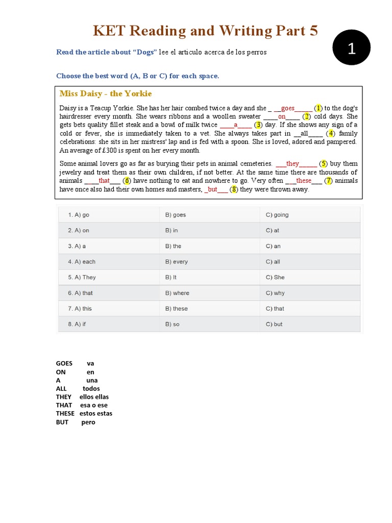 5 - 1 - KET Reading and Writing Part 4 | PDF | Home & Garden