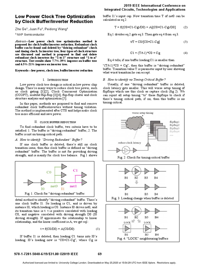 Low Power Clock Tree Optimization by Clock Buffer/Inverter Reduction | PDF | Electronic Design ...