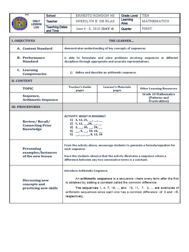 Arithmetic Sequence 1 | Download Free PDF | Sequence | Learning