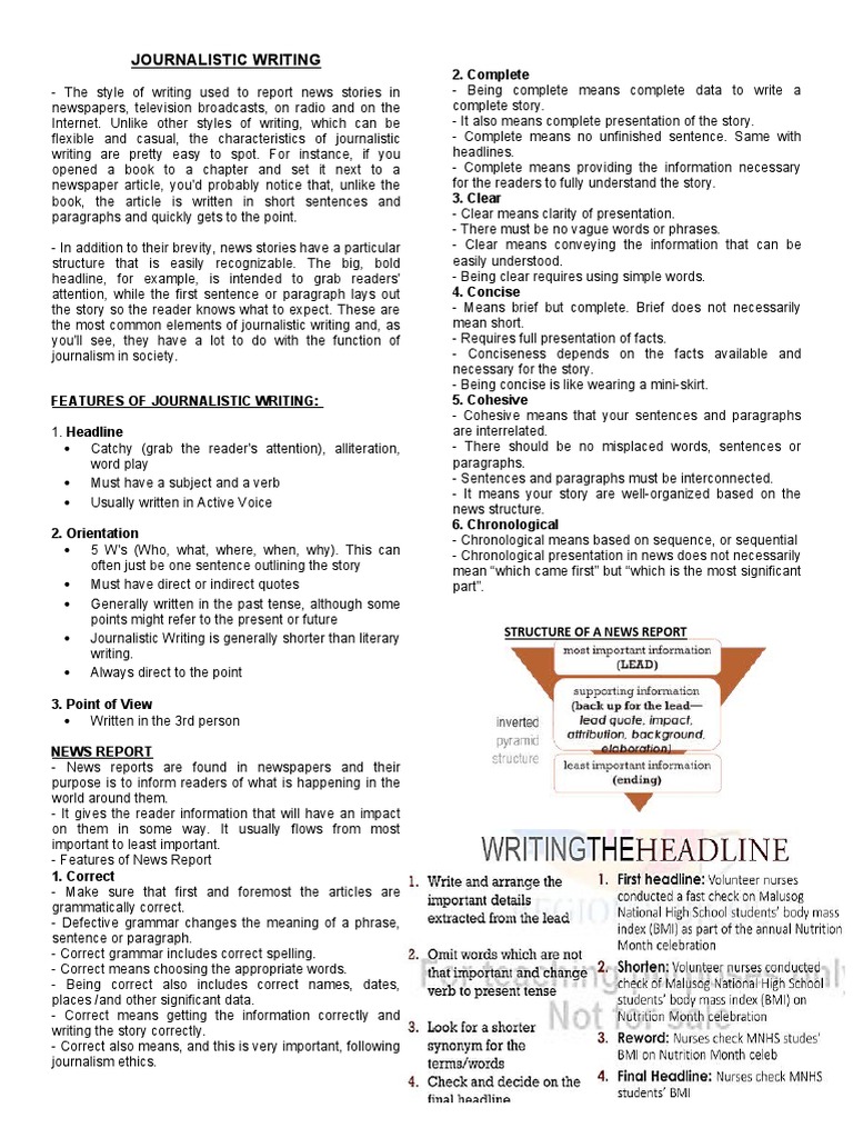 Journalistic Writing: 2. Complete | PDF | News | Sentence (Linguistics)