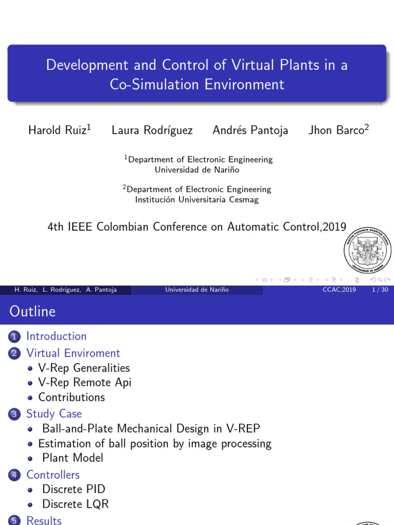 Virtual Plant Control in V-Rep Simulation | PDF | Control Theory | Robotics