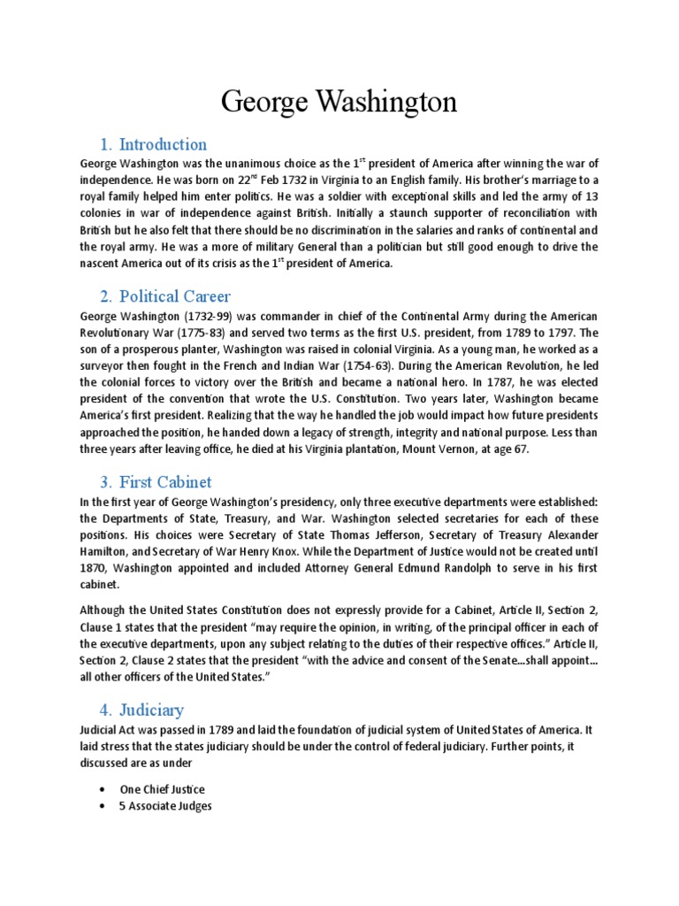 George Washington: ST ND | PDF | George Washington | Article Two Of The ...