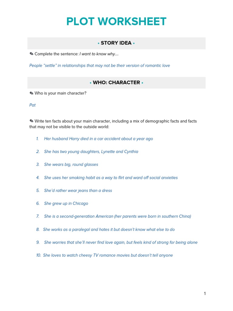 Plot Worksheet for Romantic Drama | PDF | Self-Improvement | General ...