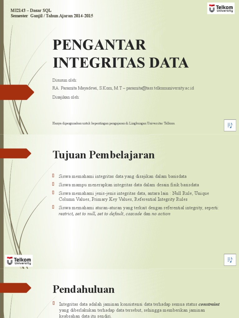 Panduan Integritas Data dalam SQL | PDF