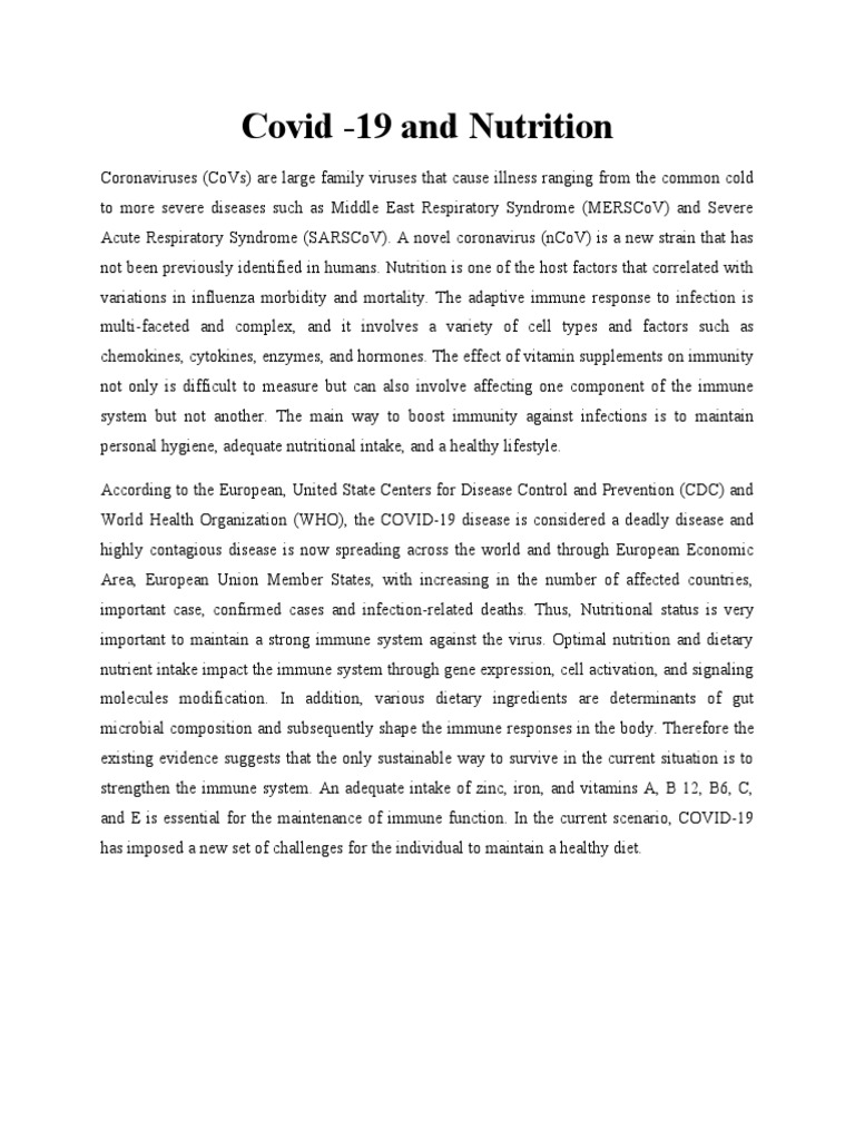 Covid 19 And Nutrition Pdf