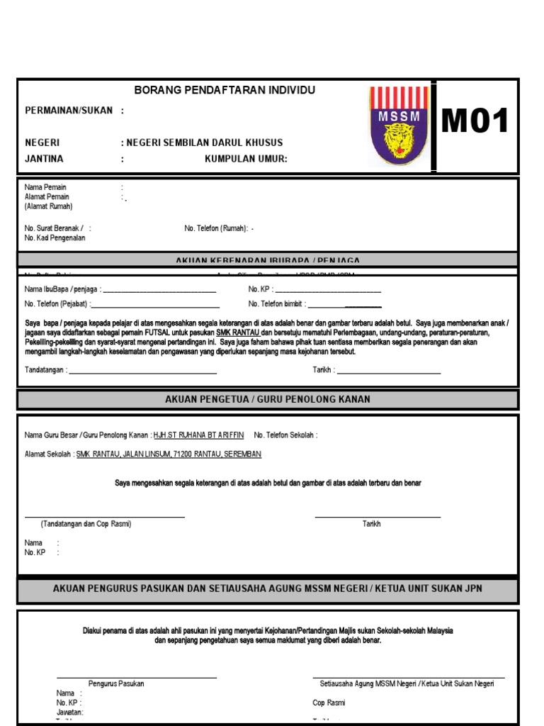 Borang m01 m02 | PDF