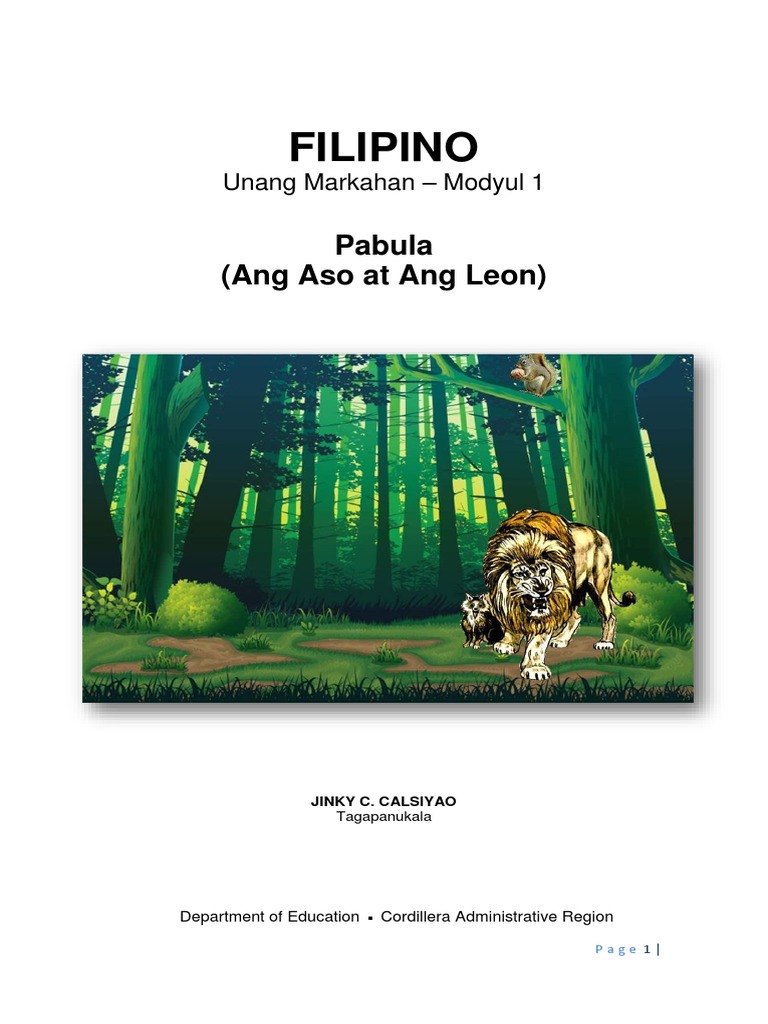 Filipino: Pabula (Ang Aso at Ang Leon) | PDF | Philippines | Behavior ...