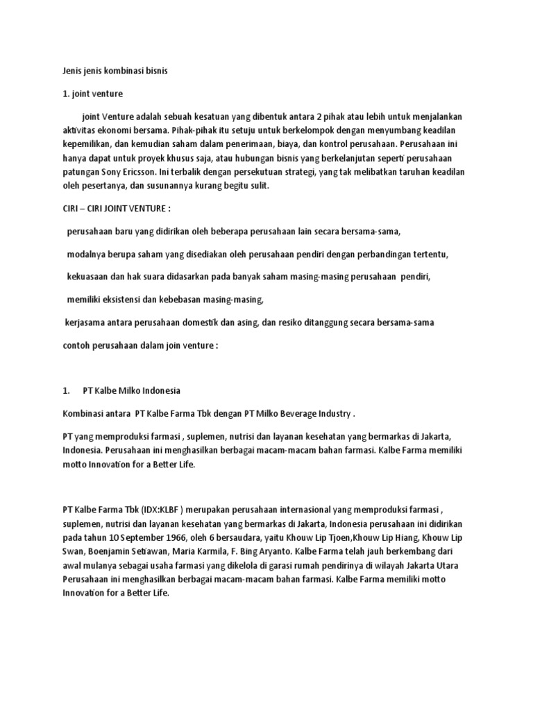 Jenis Jenis Kombinasi bisnis-WPS Office | PDF
