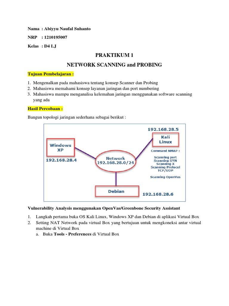 Praktikum1 - Abiyyu Naufal Suhanto - Network Scanning and Probing | PDF