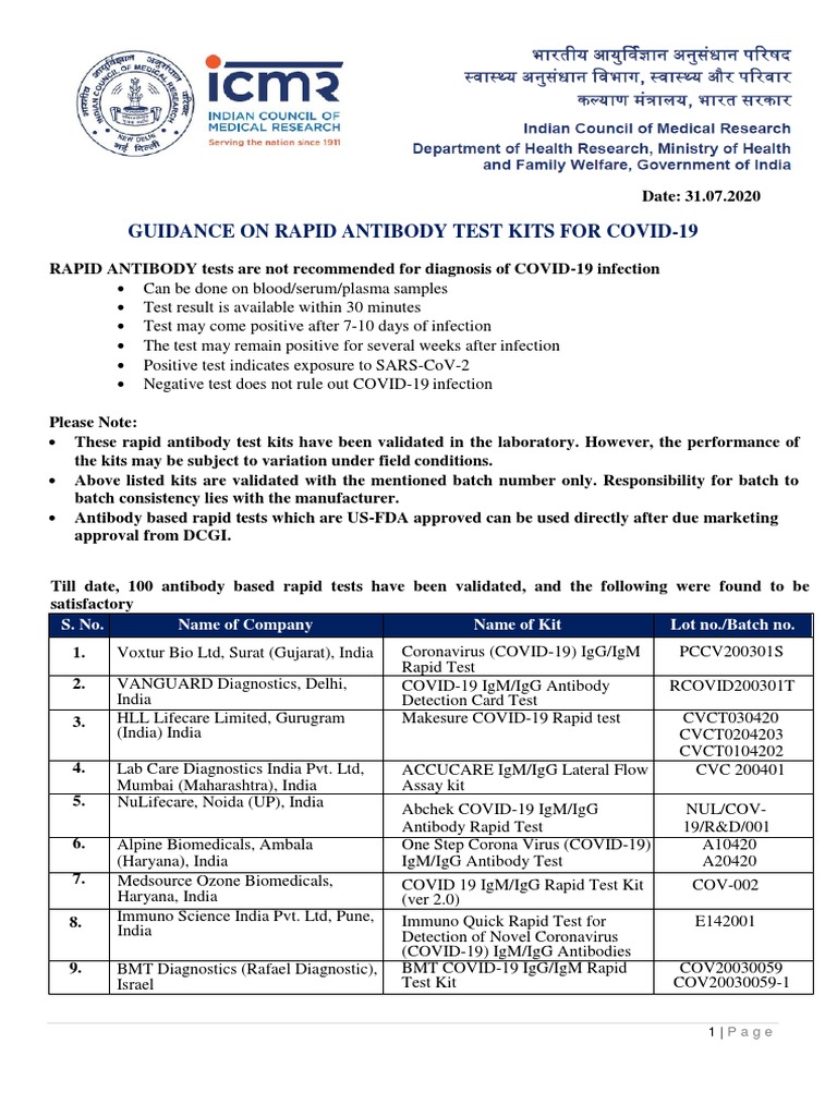A Comprehensive List of Validated Rapid Antibody Test Kits for COVID-19 ...
