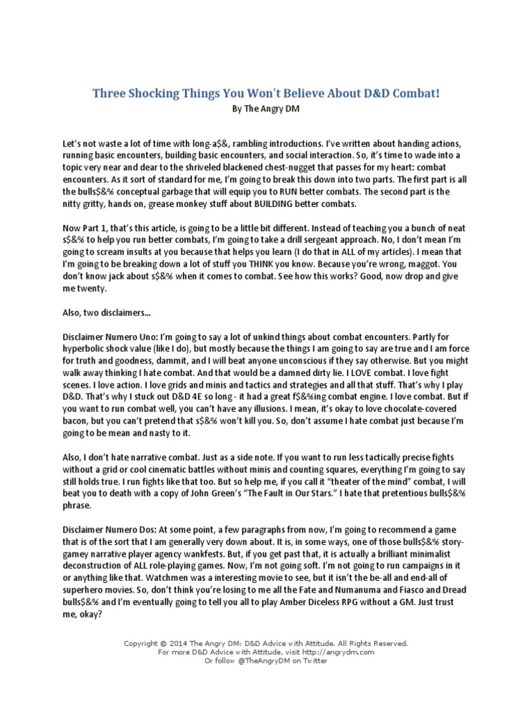 The Angry DM - Three Shocking Things You Wont Believe About DND Combat ...