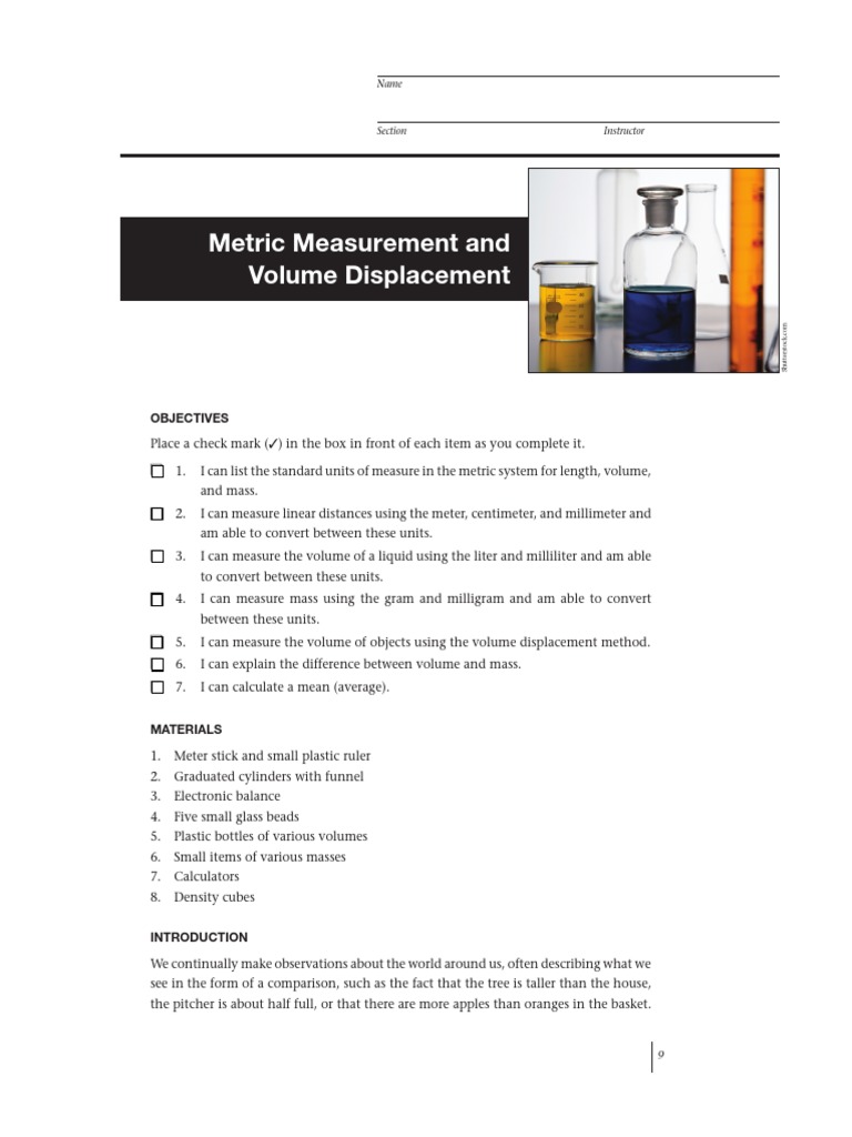 Metric Measurement and Volume Displacement Lab Activity | PDF | Litre ...