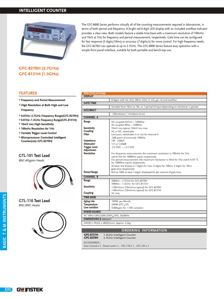 GW Instek Contador GFC-8270H & GFC-8131H DataSheet | PDF | Hertz | Frequency