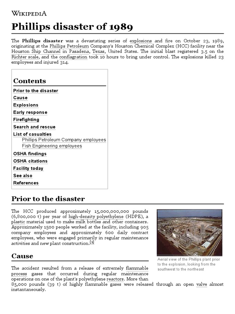 Phillips Disaster of 1989 - Wikipedia | PDF | Prevention | Explosion